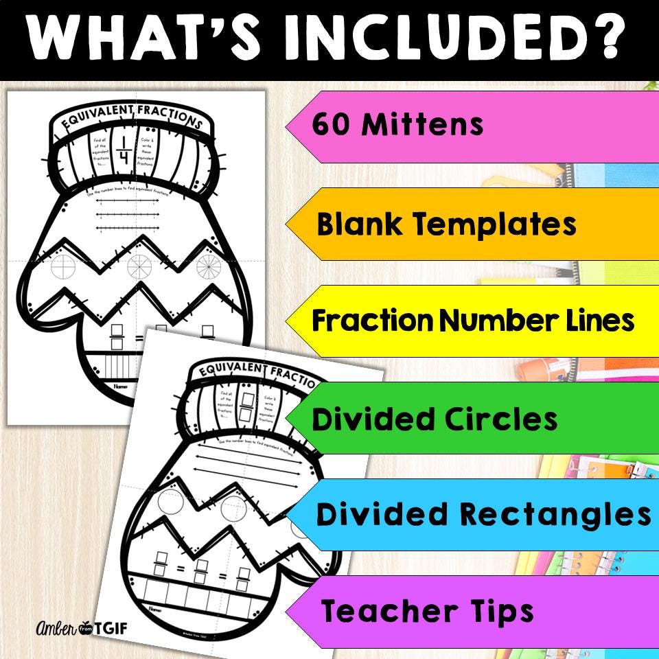 Winter Equivalent Fractions Practice Math Craft 3rd or 4th Grade Fun ...