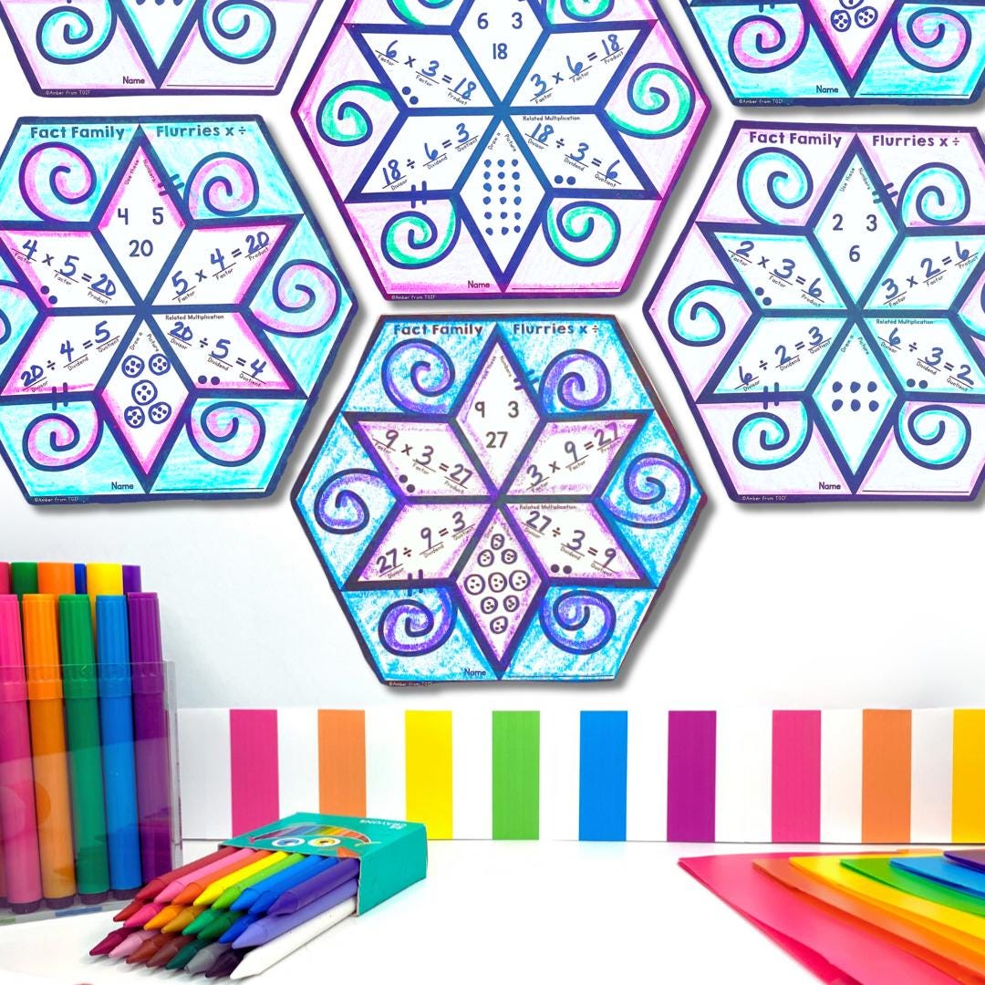 Winter Multiplication and Division Fact Families, Snow Fun Math Craft ...