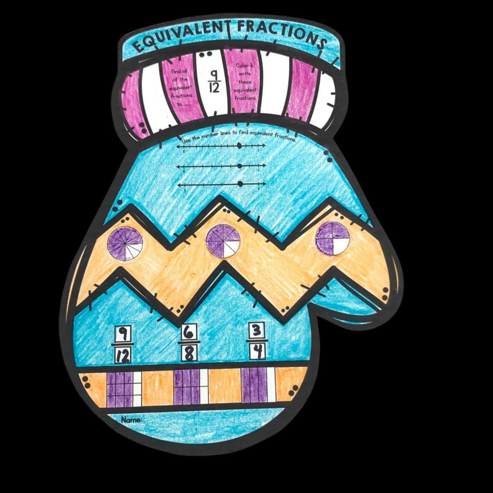 Winter Equivalent Fractions Practice Math Craft 3rd or 4th Grade Fun ...