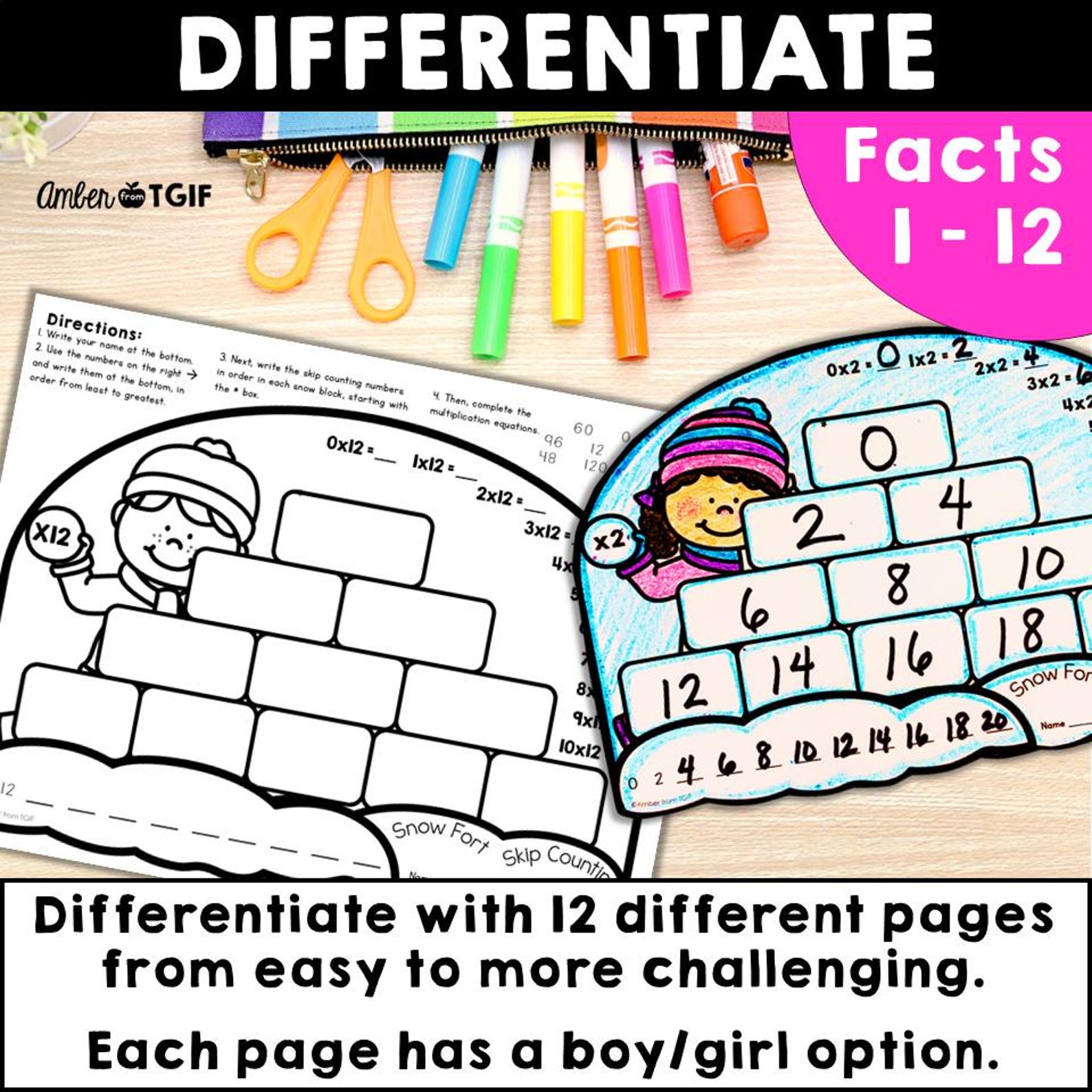 Multiplication Practice With Skip Counting, Winter Fun Math Craft 3rd ...