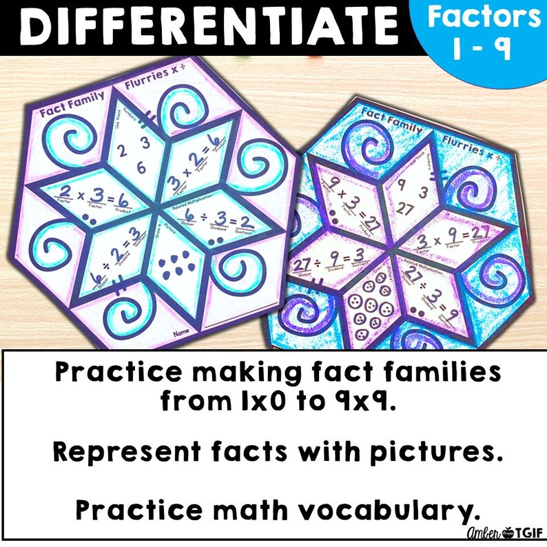 Winter Multiplication and Division Fact Families, Snow Fun Math Craft ...