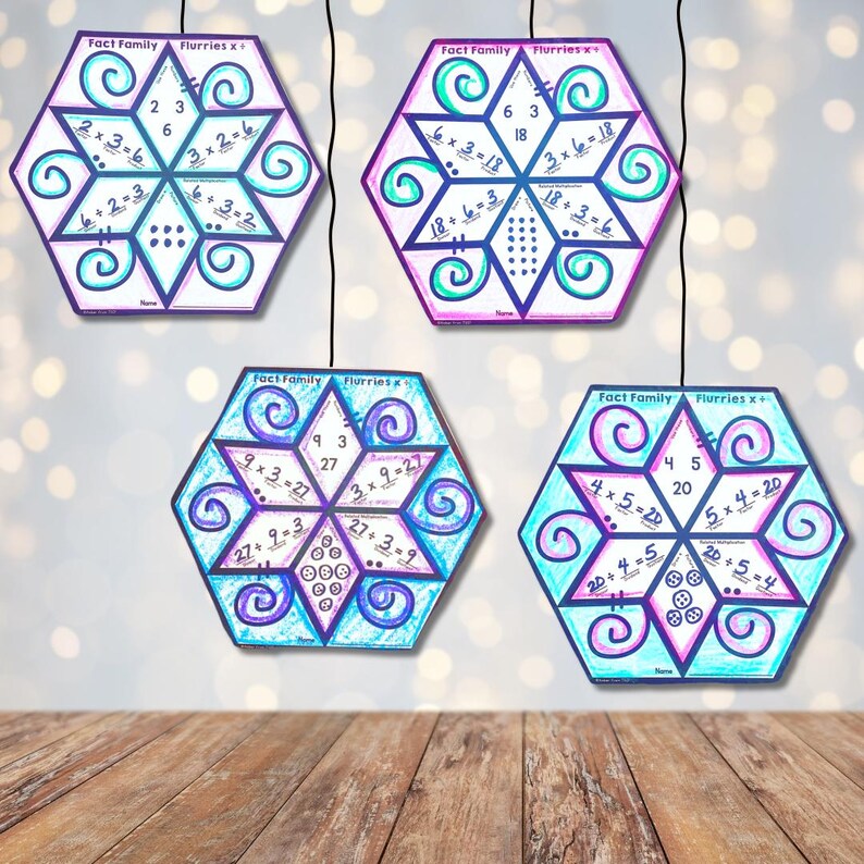 Winter Multiplication and Division Fact Families, Snow Fun Math Craft ...