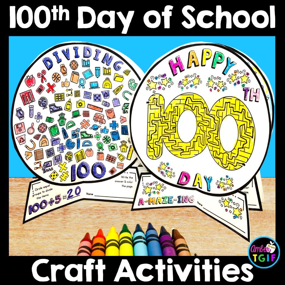 100th Day of School Fun Craft, 2nd 3rd 4th Grade 100 Days of School ...