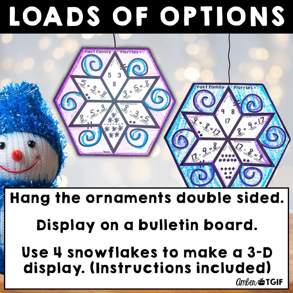 Winter Fact Families Addition and Subtraction, Snow Fun Math Craft ...