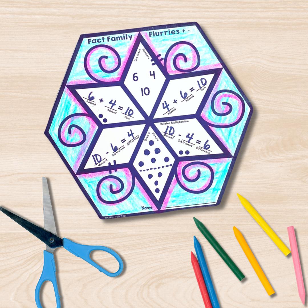 Winter Fact Families Addition and Subtraction, Snow Fun Math Craft ...