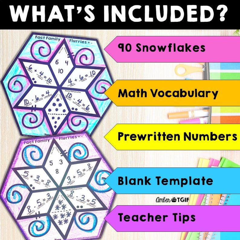 Winter Fact Families Addition and Subtraction, Snow Fun Math Craft ...