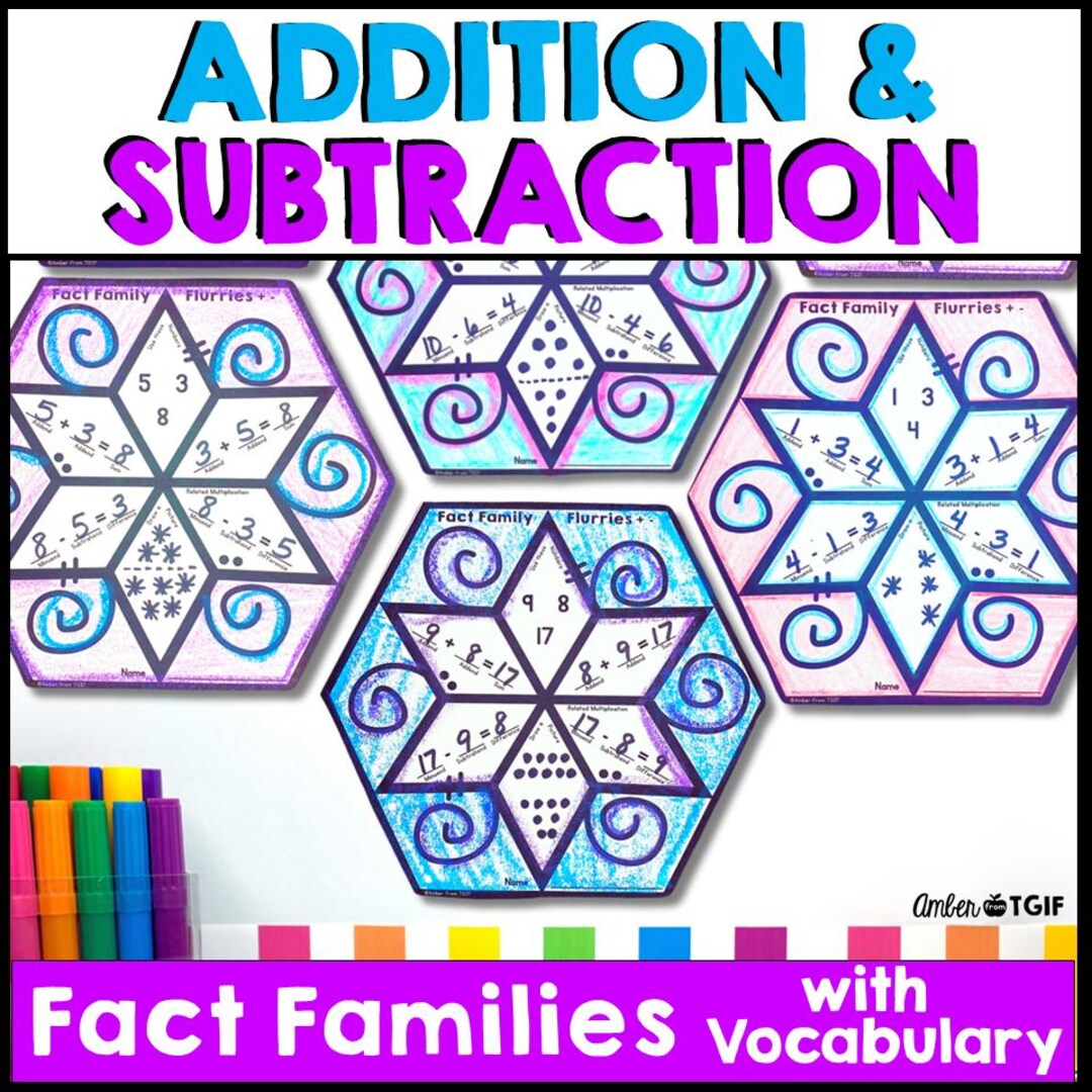 Winter Fact Families Addition and Subtraction, Snow Fun Math Craft ...