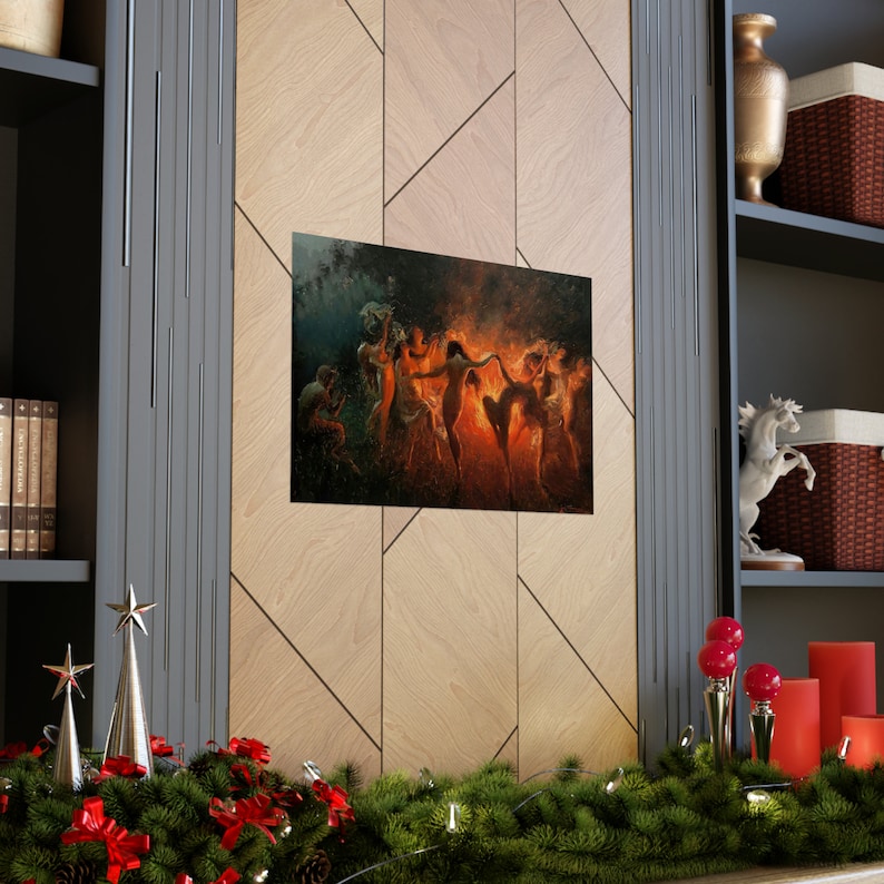 Fire Dance 1889 Oil Painting by Joseph Tomanek / Nymphs Dancing Wall ...