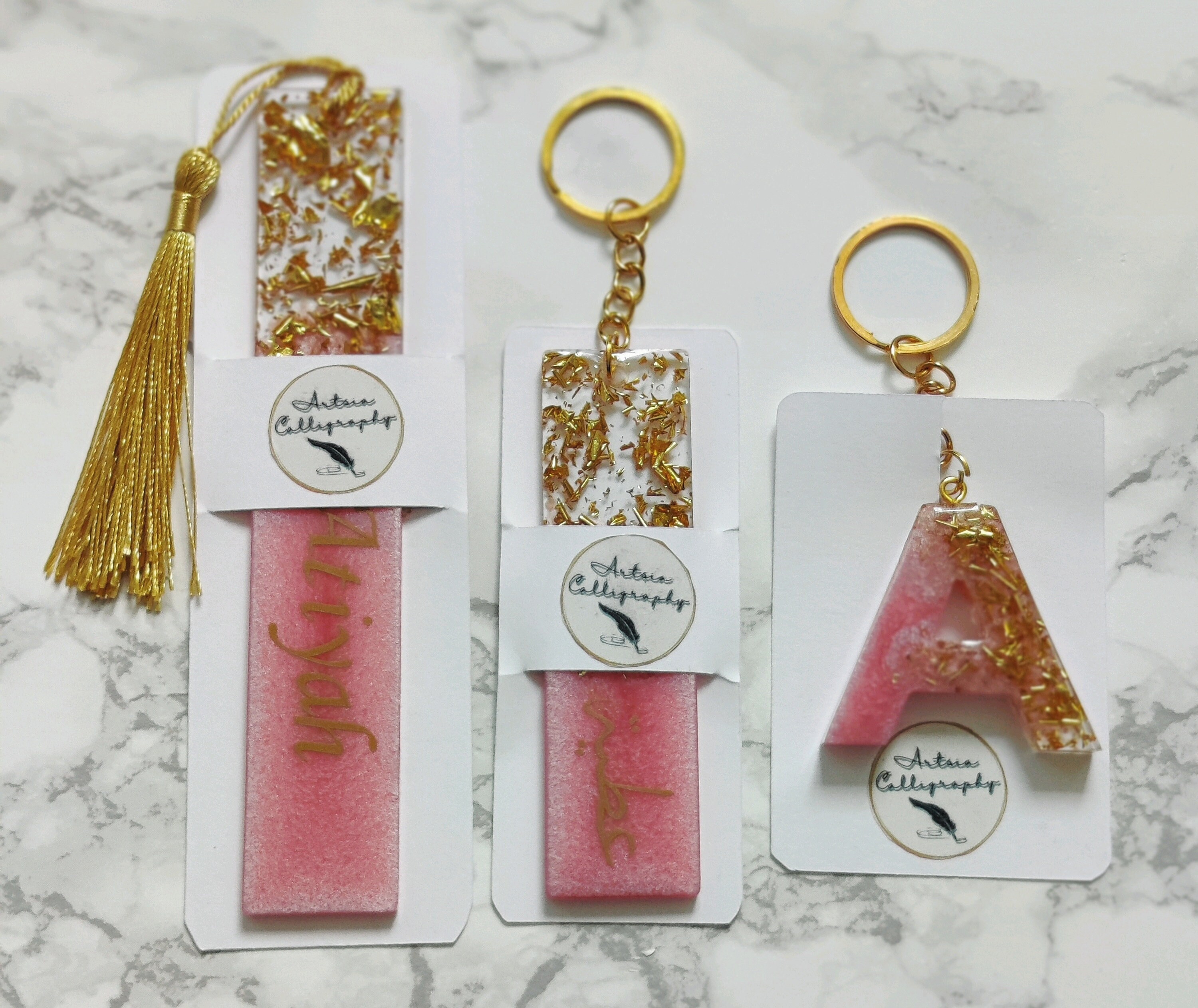 PERSONALISED Resin Bookmark Keyring Letter Keychain Set - Etsy