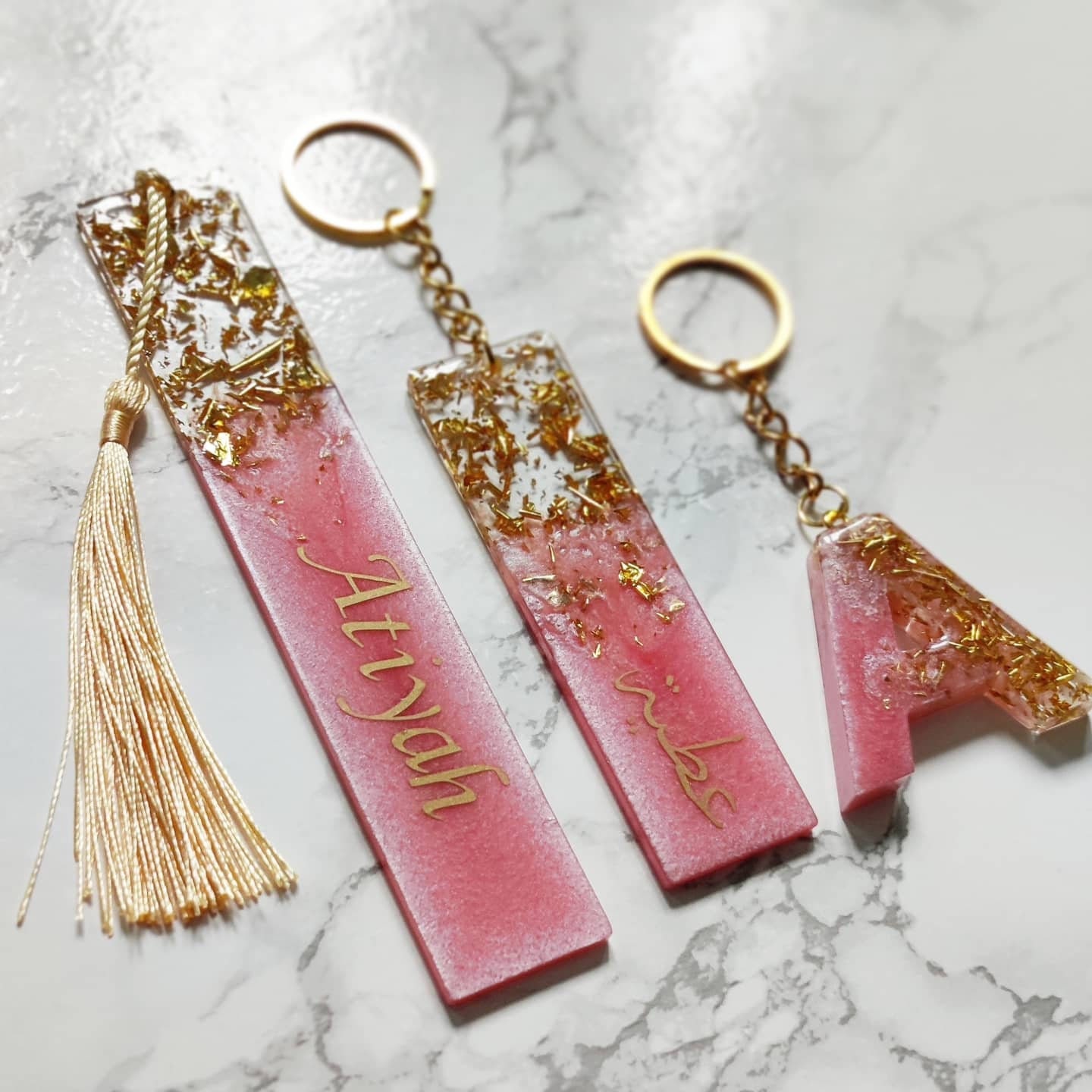 PERSONALISED Resin Bookmark Keyring Letter Keychain Set - Etsy