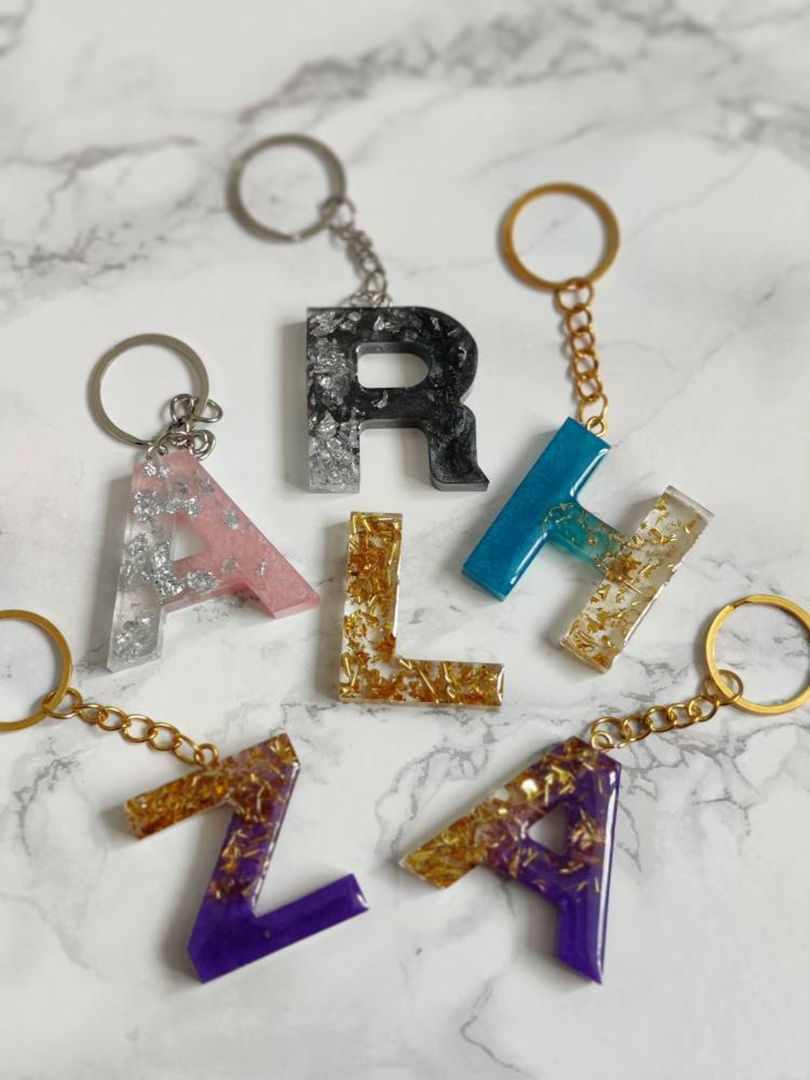 PERSONALISED Resin Bookmark Keyring Letter Keychain Set - Etsy