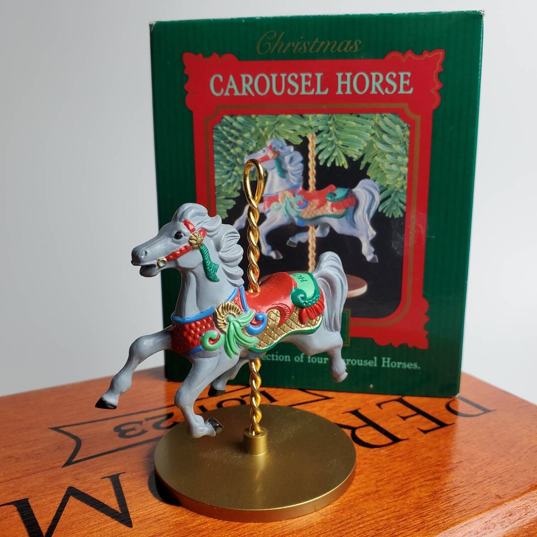 1989 Hallmark Carousel Horse Figures Star or Holly, Christmas Holiday ...