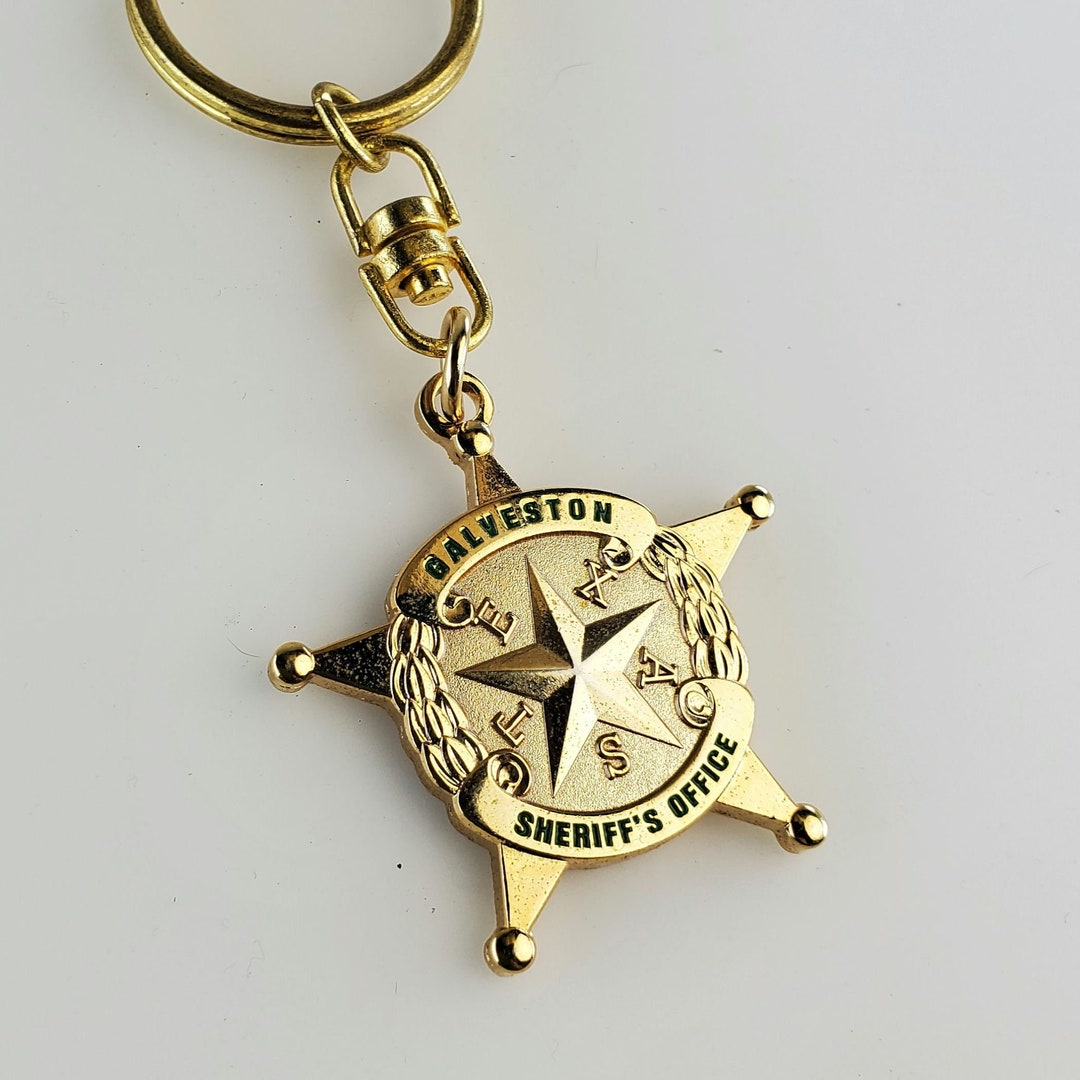 Galveston County Sheriff Department Gold Toned Metal Keychain. - Etsy