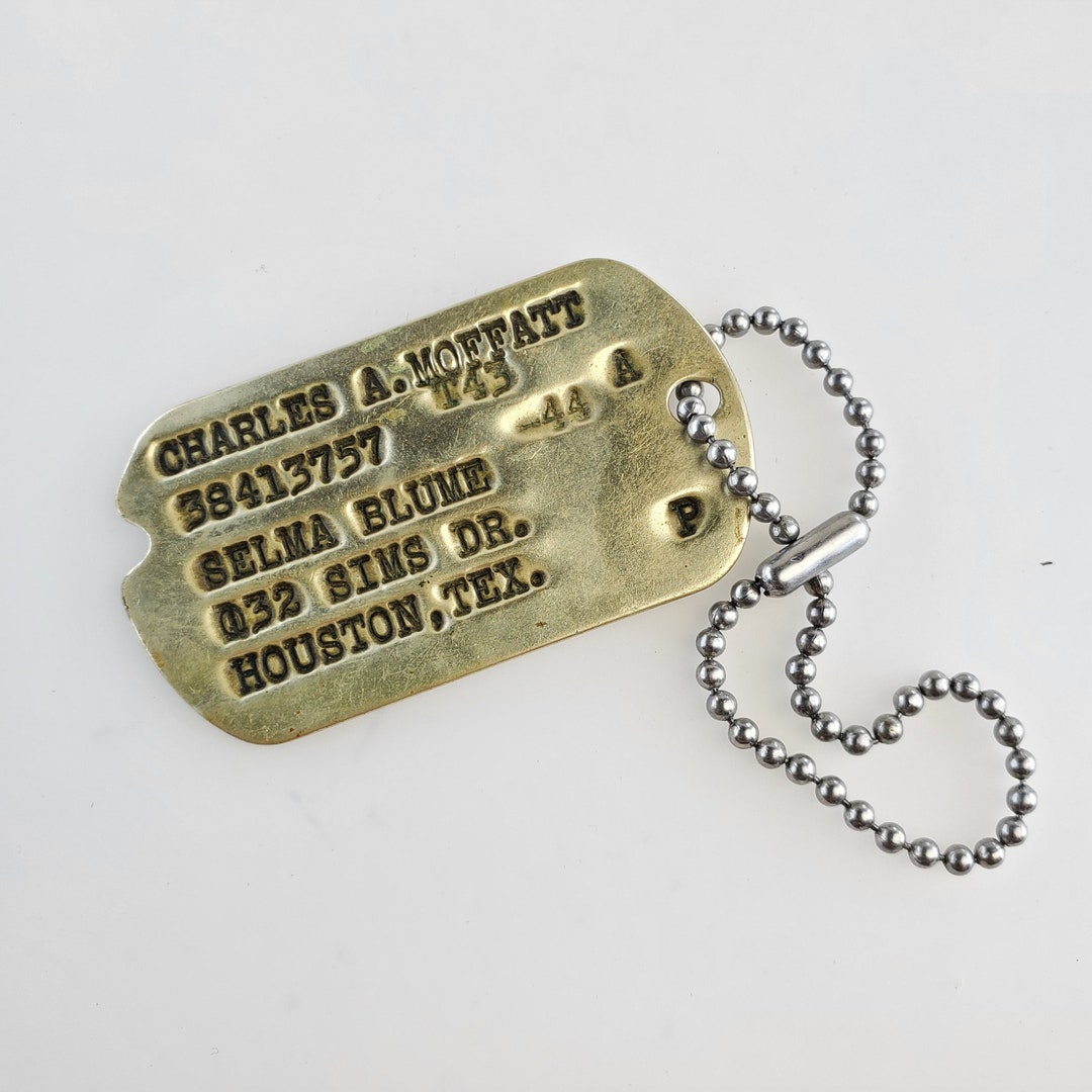 WW2 WWII Single Dog Tag NOK T43 Charles A Moffatt 38413757 Houston ...