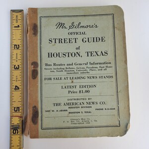 1946 Gilmore's Map Company Official Street Guide of Houston Texas - Etsy