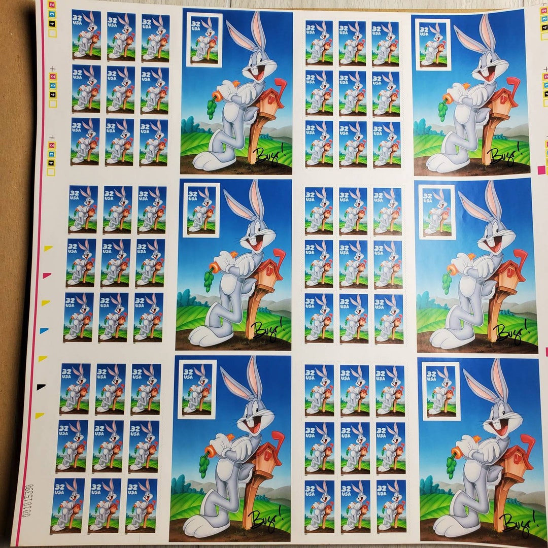 Uncut 6 Panel Sheet of U.S. Postal Service Bugs Bunny Die Cut Stamps ...