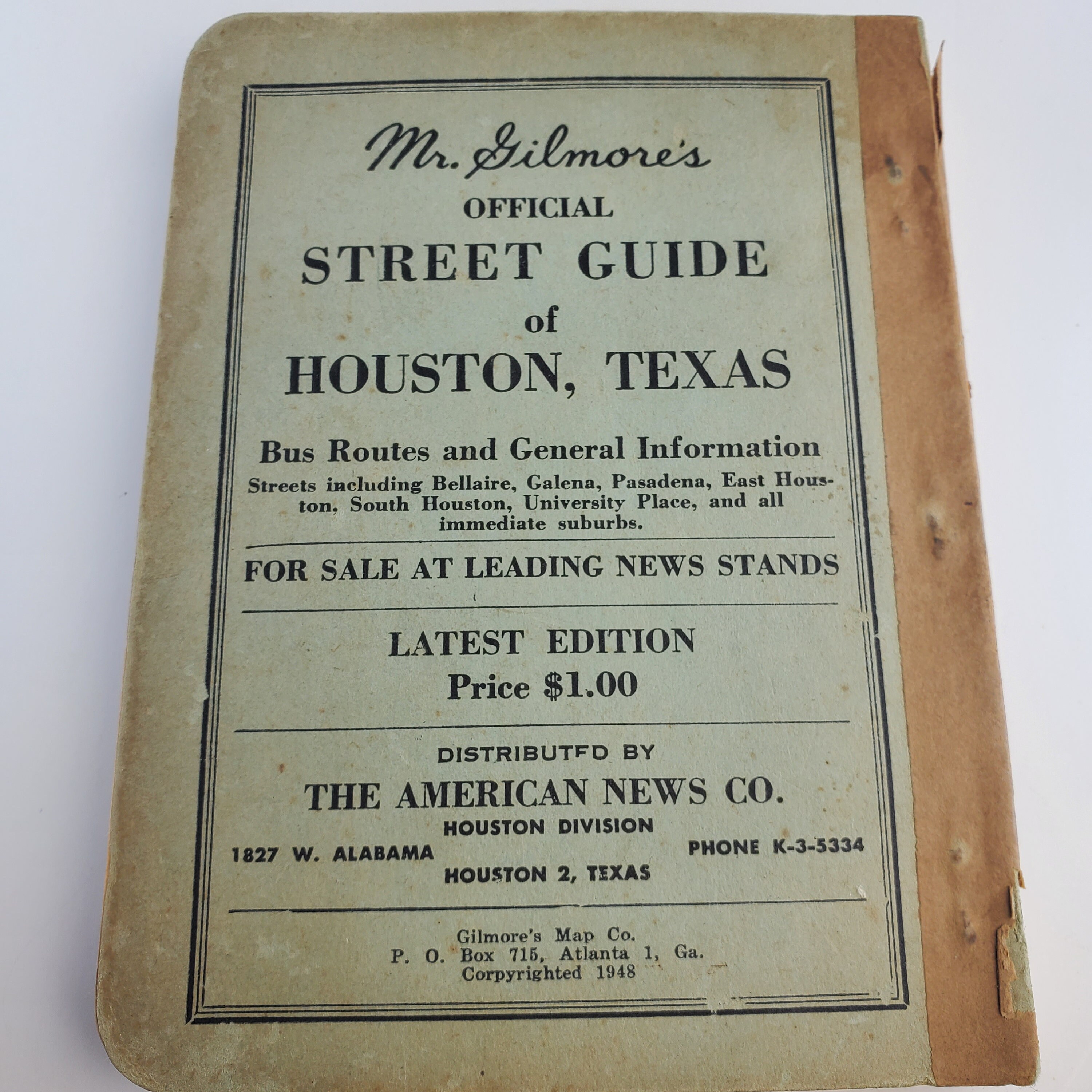 1946 Gilmore's Map Company Official Street Guide of Houston Texas - Etsy