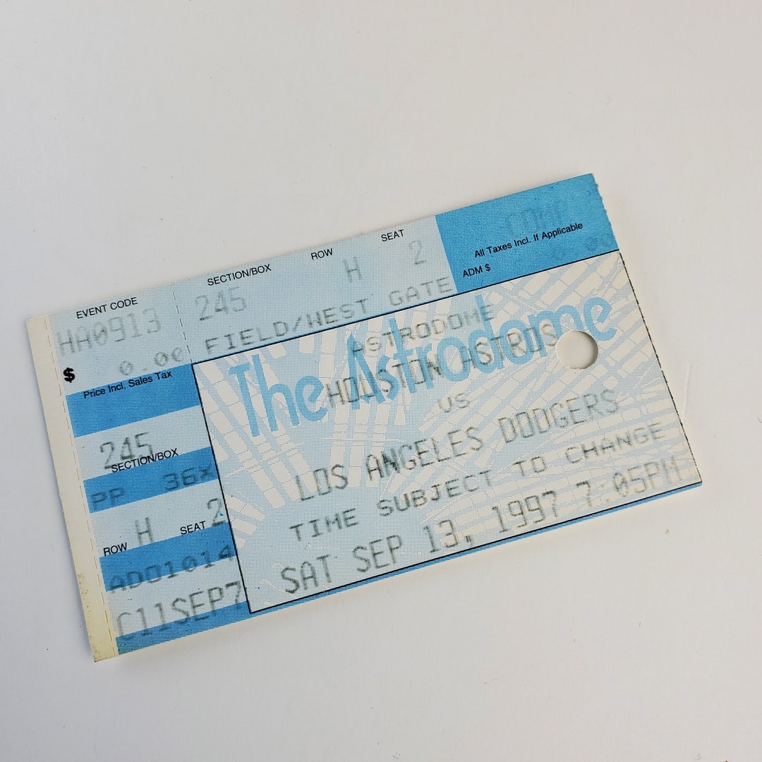 1997 Houston Astros Vs Los Angeles Dodgers at Astrodome Ticket Stub ...
