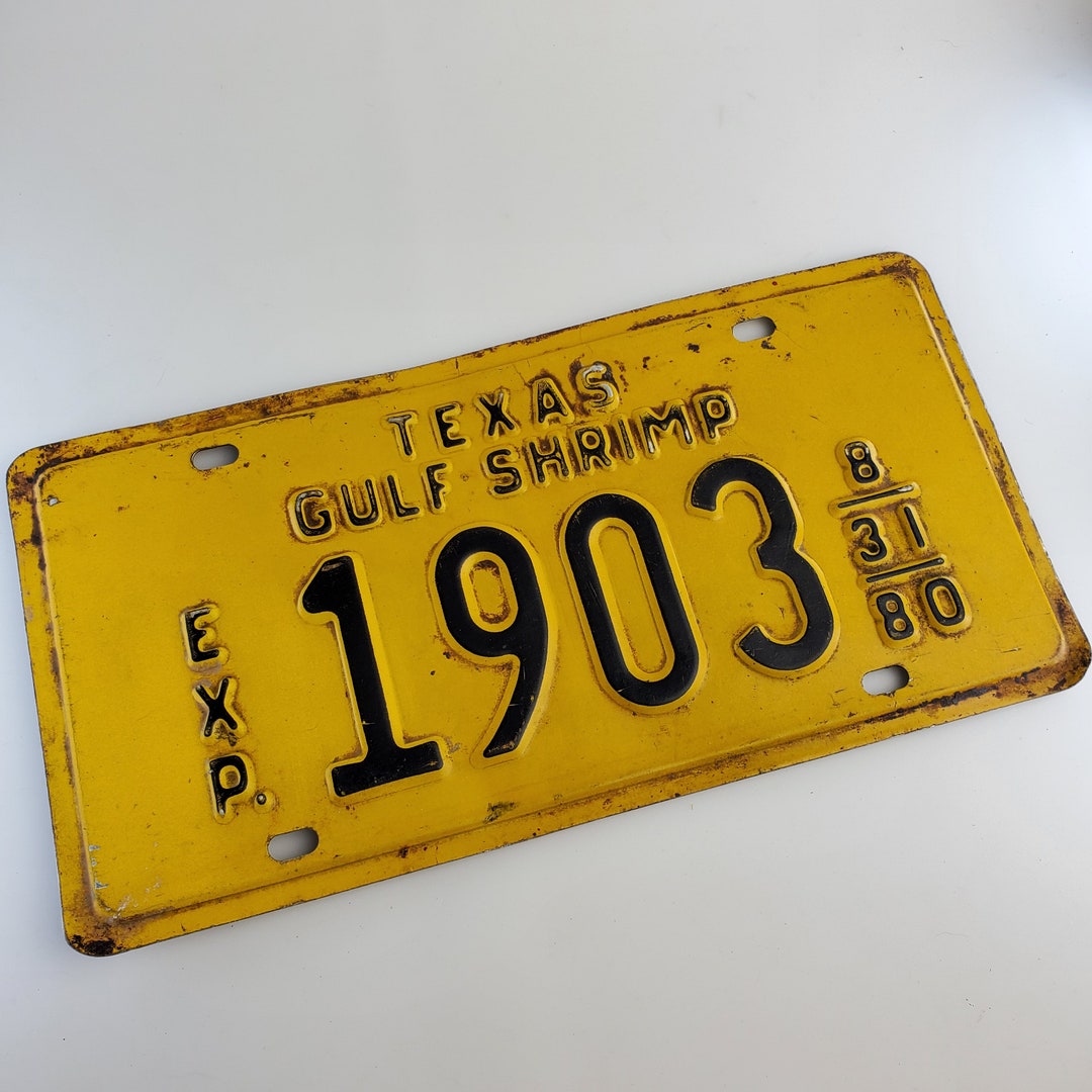 1980 Texas Gulf Shrimp Boat License Plate Permit - Etsy