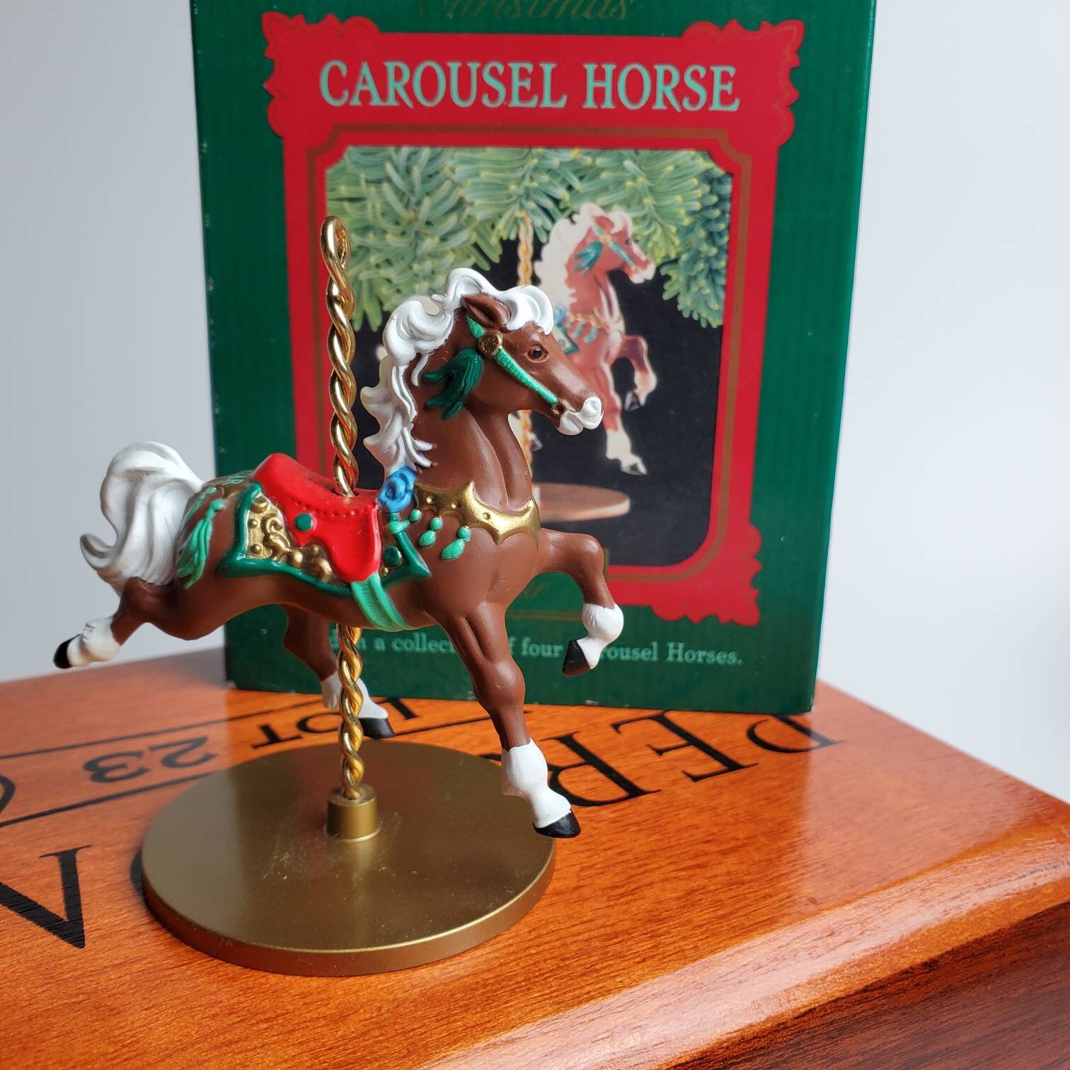 1989 Hallmark Carousel Horse Figures Star or Holly, Christmas Holiday ...
