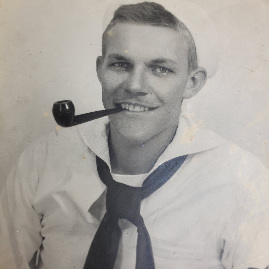 WW2 1943 U.S. Navy Sailor Handsome Smoking Pipe Sailor Named. - Etsy
