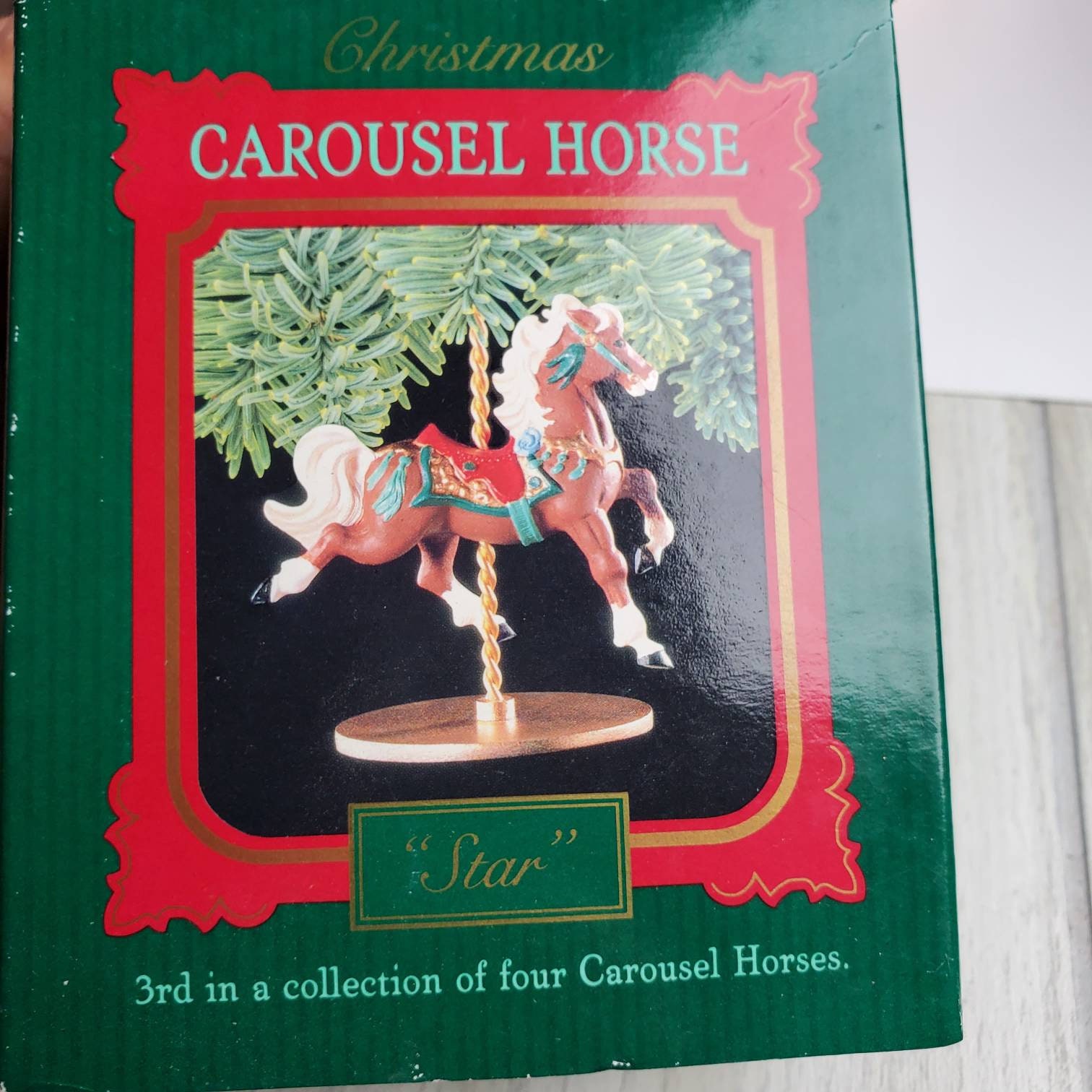 1989 Hallmark Carousel Horse Figures Star or Holly, Christmas Holiday ...
