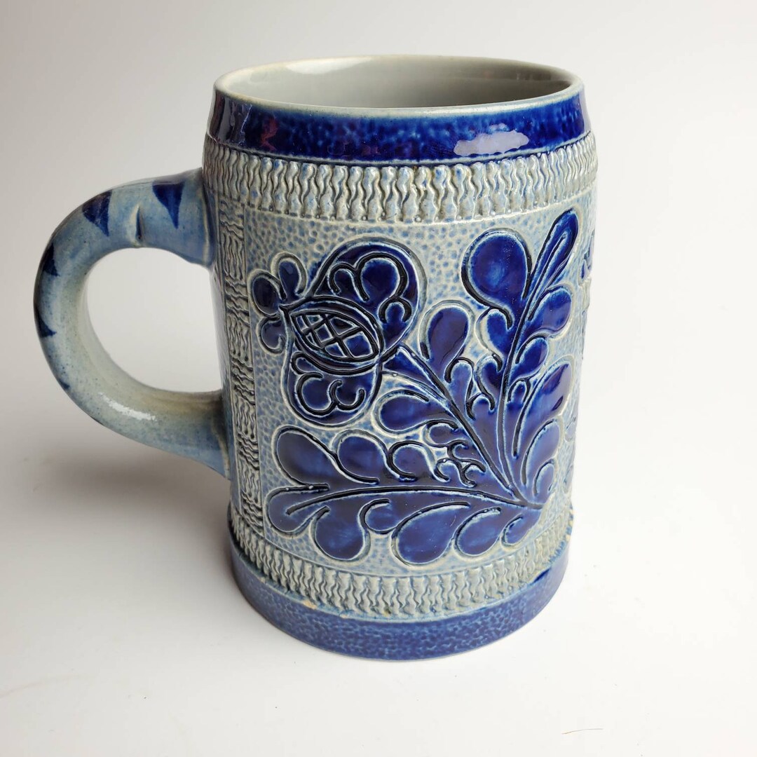 Marzi and Remy Prussian Half Litre Cobalt Floral Leaf Beer Stein - Etsy