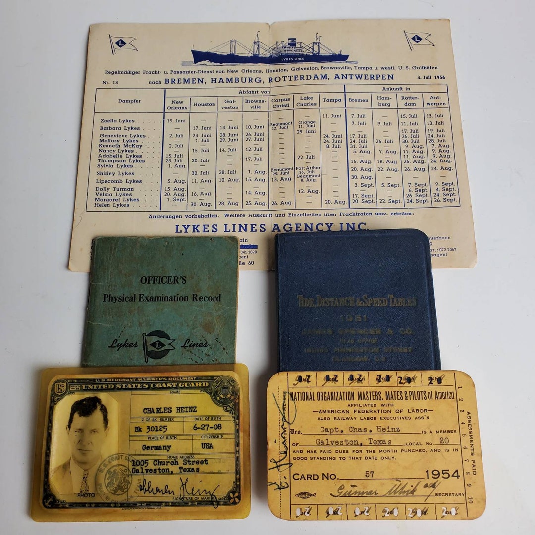 Vintage Merchant Marine Lot From the 40s & 50s Merchant Mariners ...