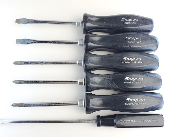 Vintage Snap-on Black Hard Handle Screwdrivers Priced Each. SSDE66B ...