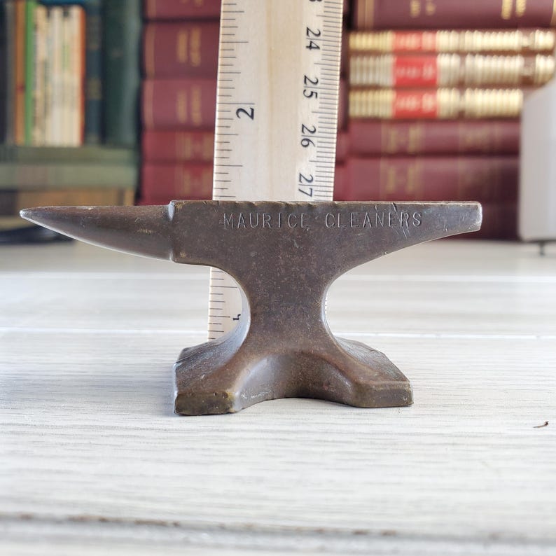 Vintage 50's Miniature Brass Anvil Advertising for Maurice Cleaners ...
