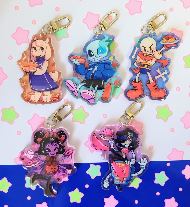 Undertale 3' Inch Acrylic Glitter Epoxy Charm Volume 1 Sans, Papyrus ...