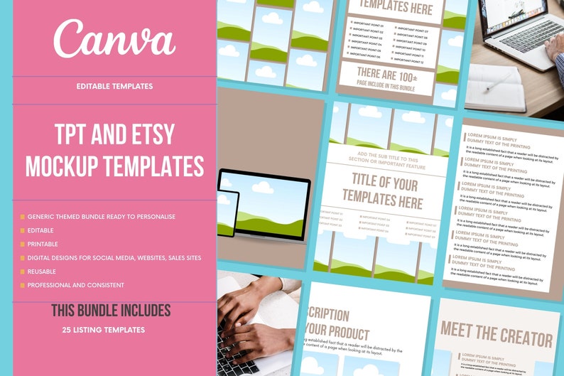 TPT and Etsy Product Mockup Templates, Canva Template, Editable ...