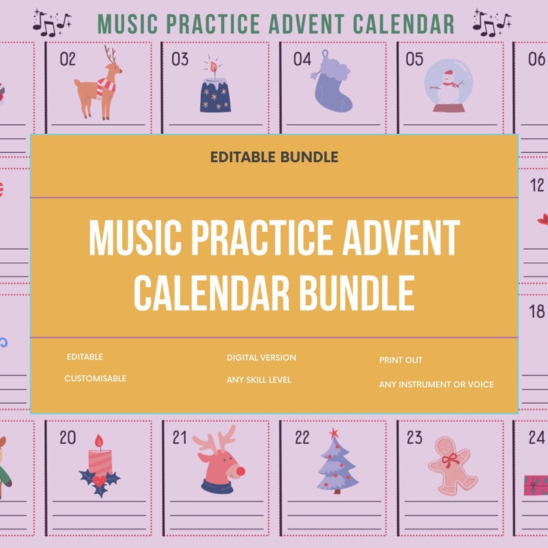 Music Practice Christmas Advent Calendar Bundle, Music Lessons, Canva ...