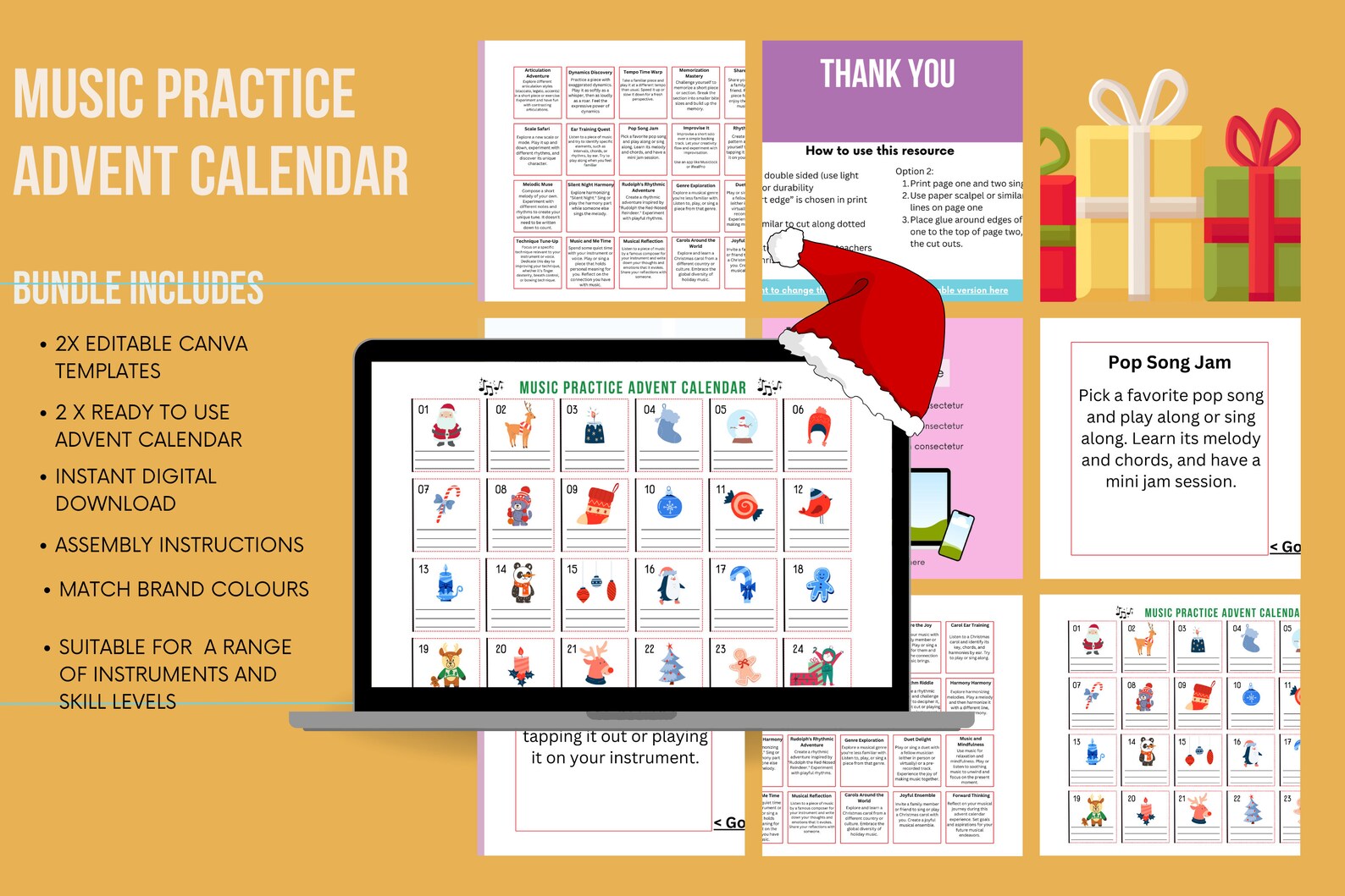 Music Practice Christmas Advent Calendar Bundle, Music Lessons, Canva ...