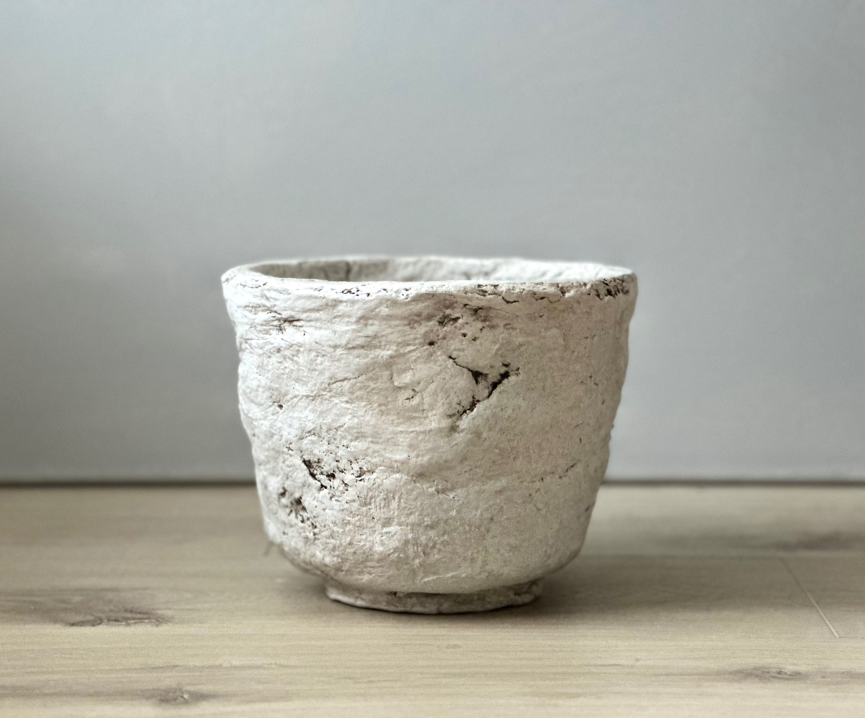 Paper Mache Vase Large Misshapen Handmade Vessel Aged White - Etsy