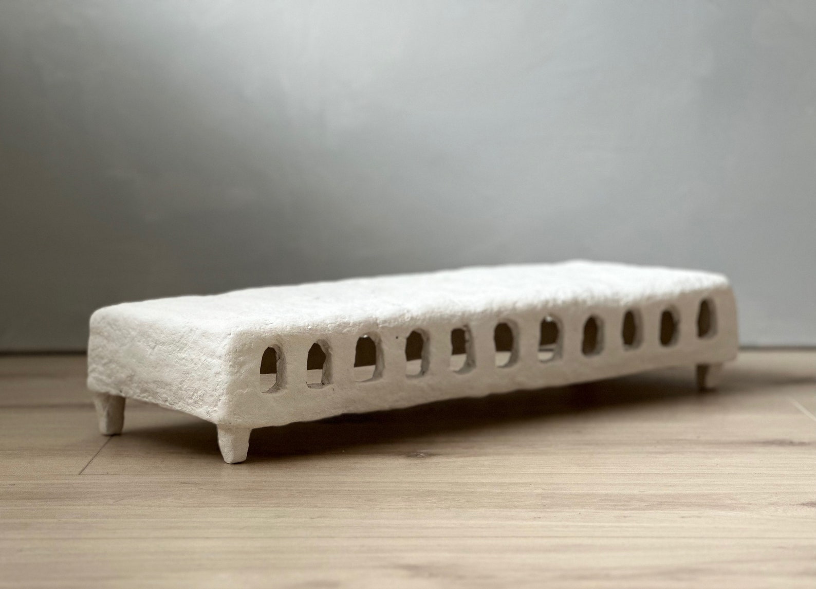 Paper Mache Tray Arched White Decor Handmade Textured - Etsy