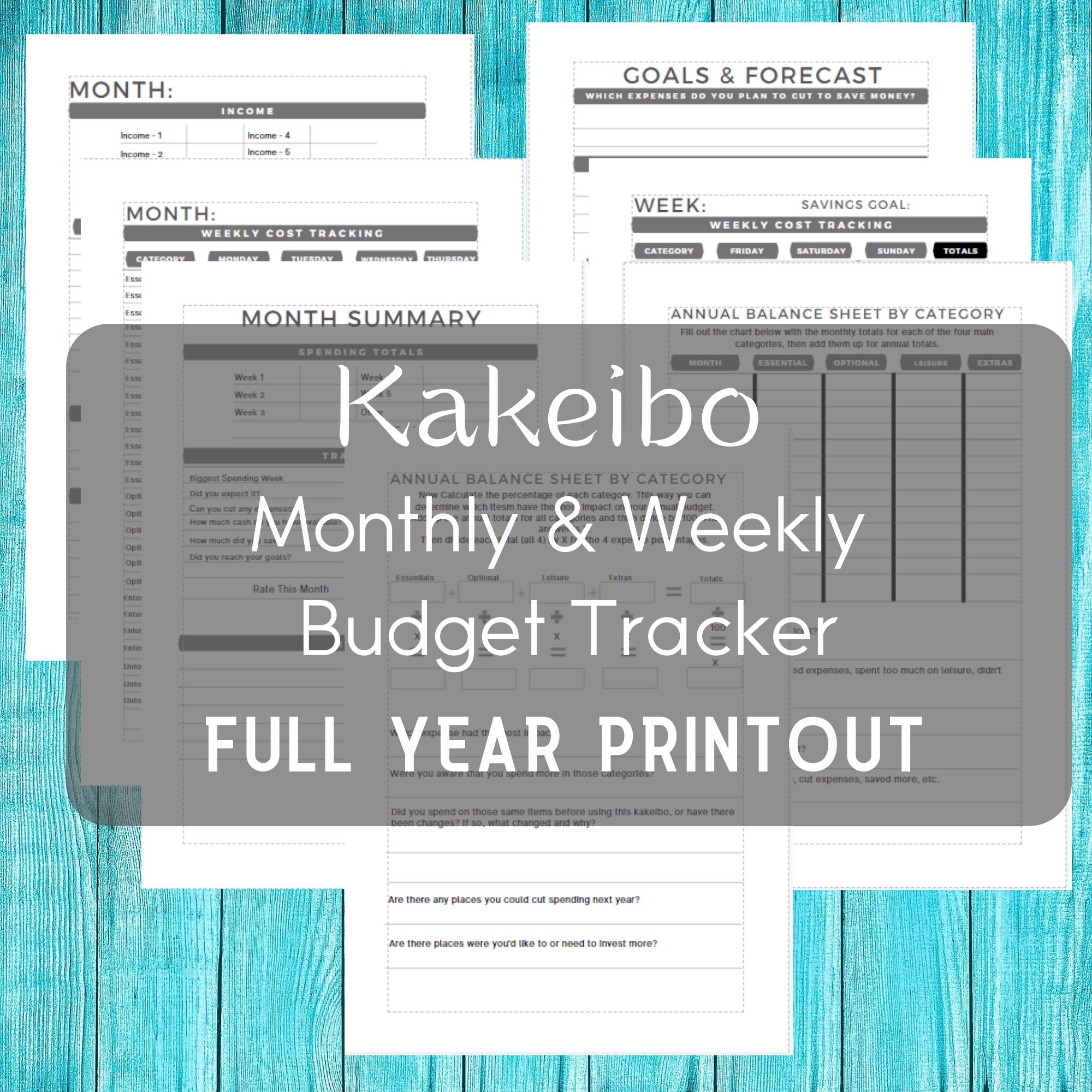 Kakeibo Full Year Budget Tracker Printable in Black and White - Etsy