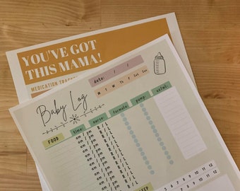 Postpartum Mama and Baby Daily Care Tracker Package| Marigold Blush ...