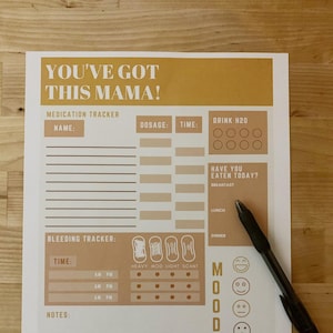 Daily Postpartum Care Tracker (in Marigold)| Postpartum Care Log ...