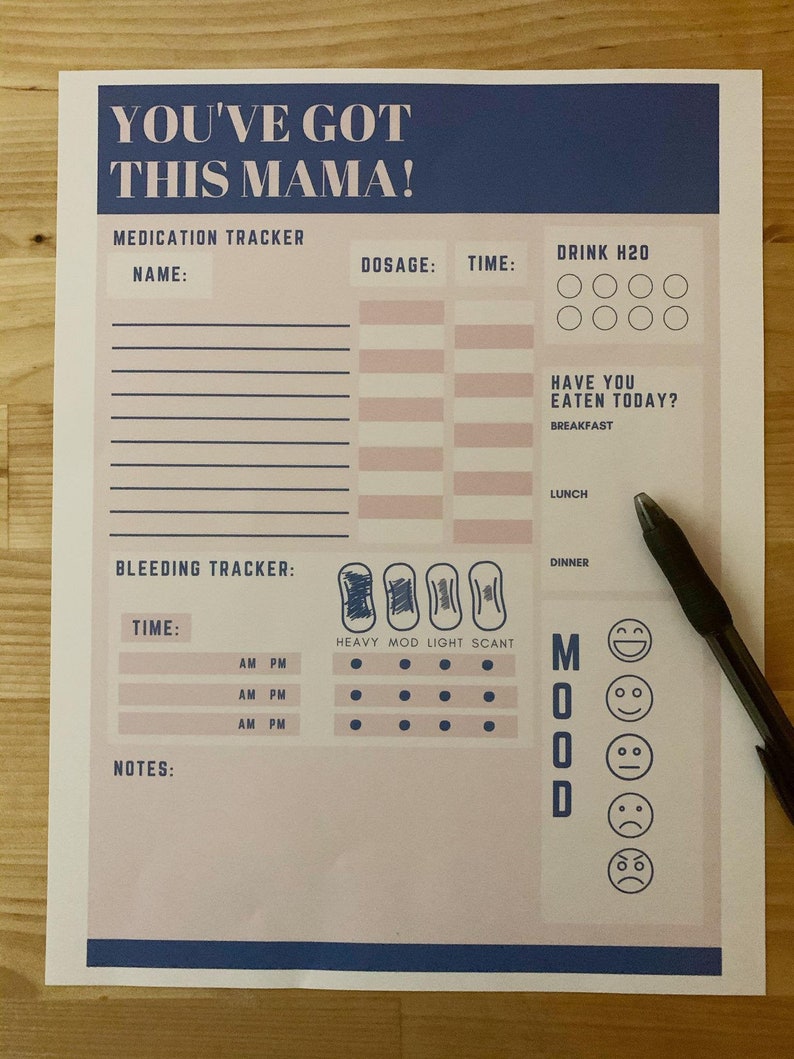 Daily Postpartum Care Tracker (in Cotton Candy)| Postpartum Care Log ...