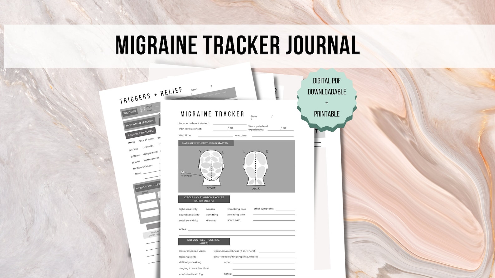 Migraine Tracker Journal | Printable | PDF | Downloadable - Etsy