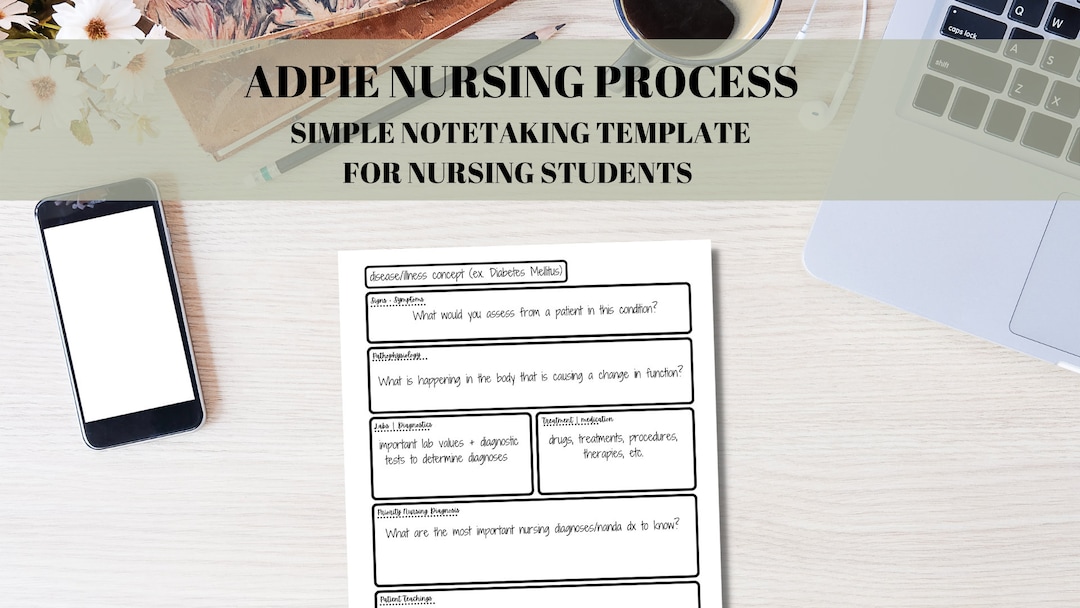 ADPIE Notebook Template | Nursing Process Notes | Nursing Student ...