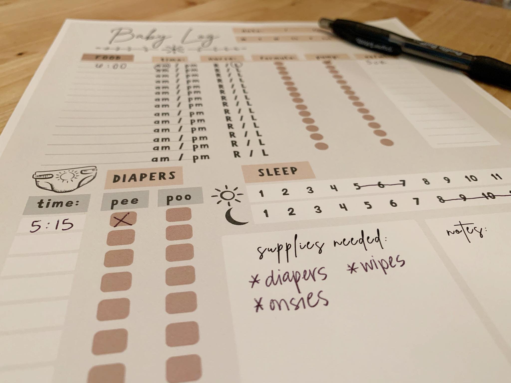 Rainbow Baby Log| Newborn Infant Daily Log| Breastfeeding Log| Formula ...