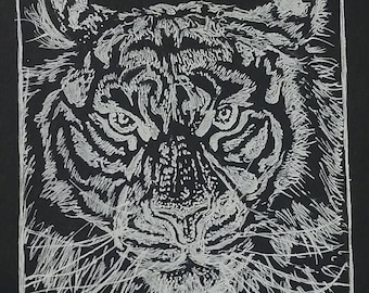 Tiger Ink Drawing | Etsy