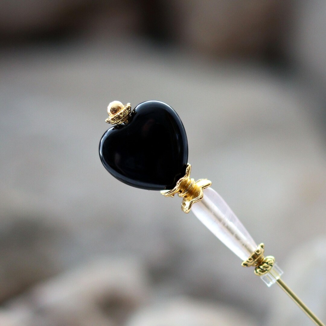 Black Onyx and Rose Quartz Hat Pins, You Choose the Length, Gemstone ...