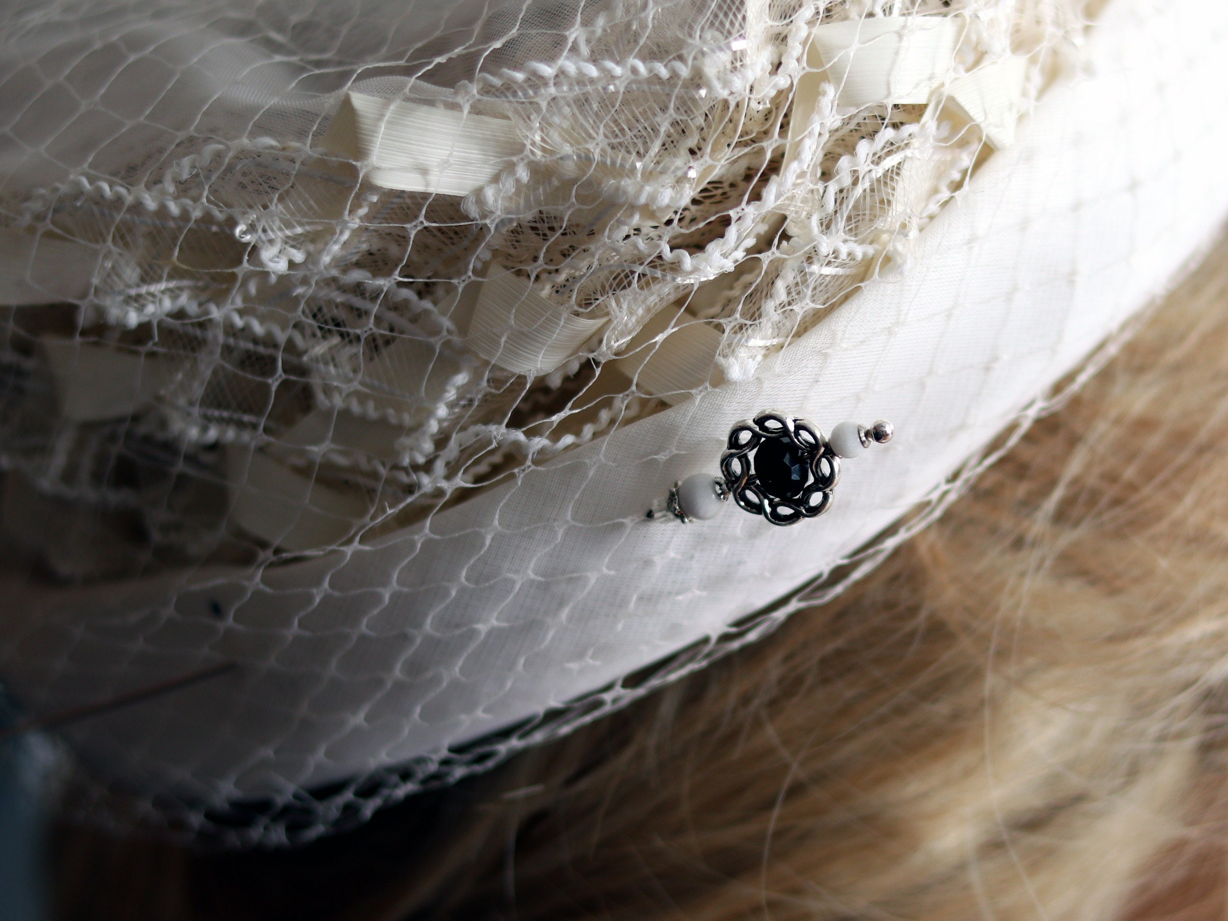 Black Crystal and White Jade Hat Pin You Choose Custom Length Ladies ...