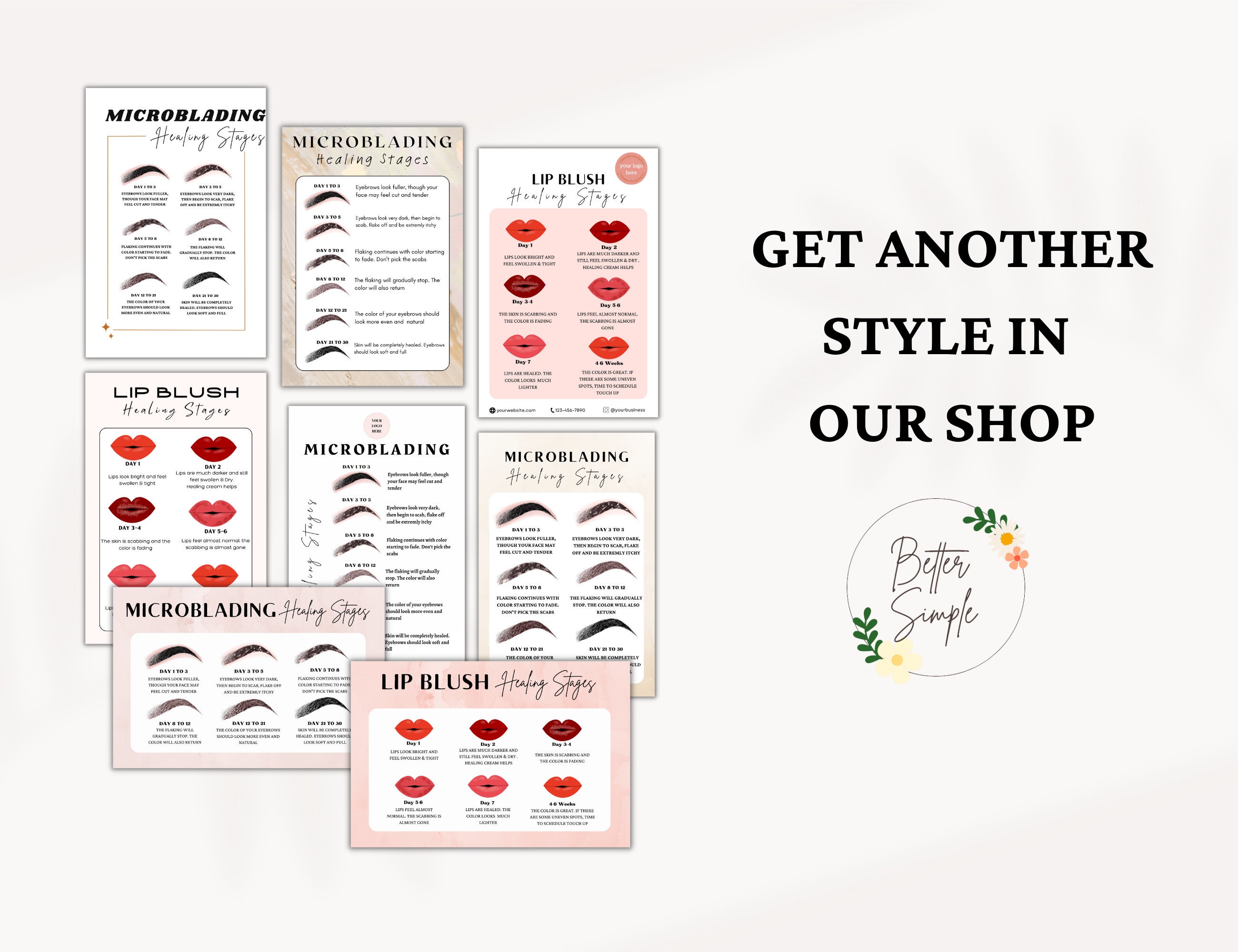 Editable Eyebrows Aftercare Card, PMU Microblading Template DIY Card ...