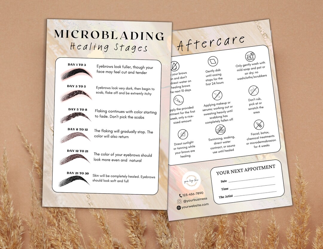 Editable Eyebrows Aftercare Card, PMU Microblading Template DIY Card ...