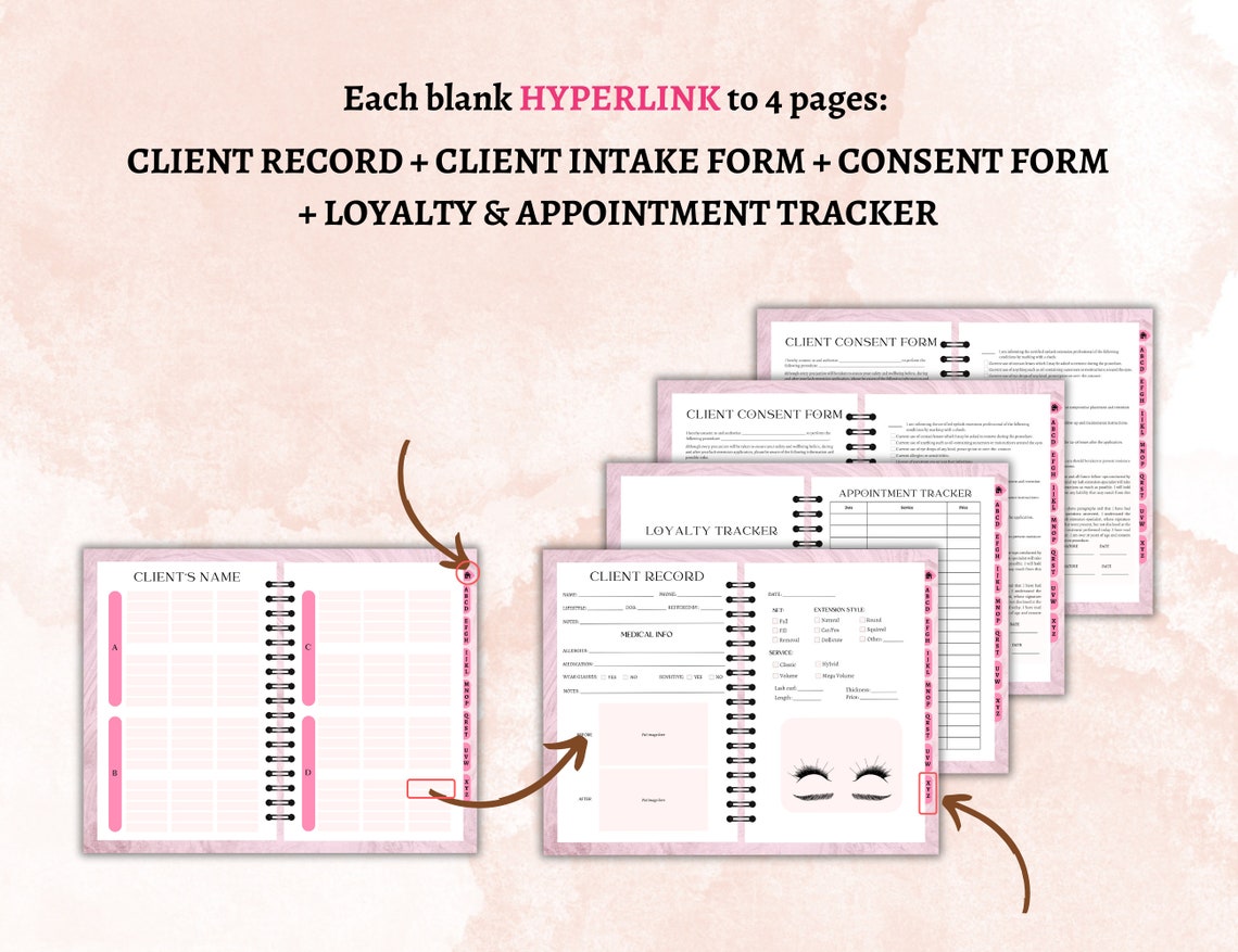 HYPERLINK Digital Lash Client Record Book Goodnotes | Notability ...
