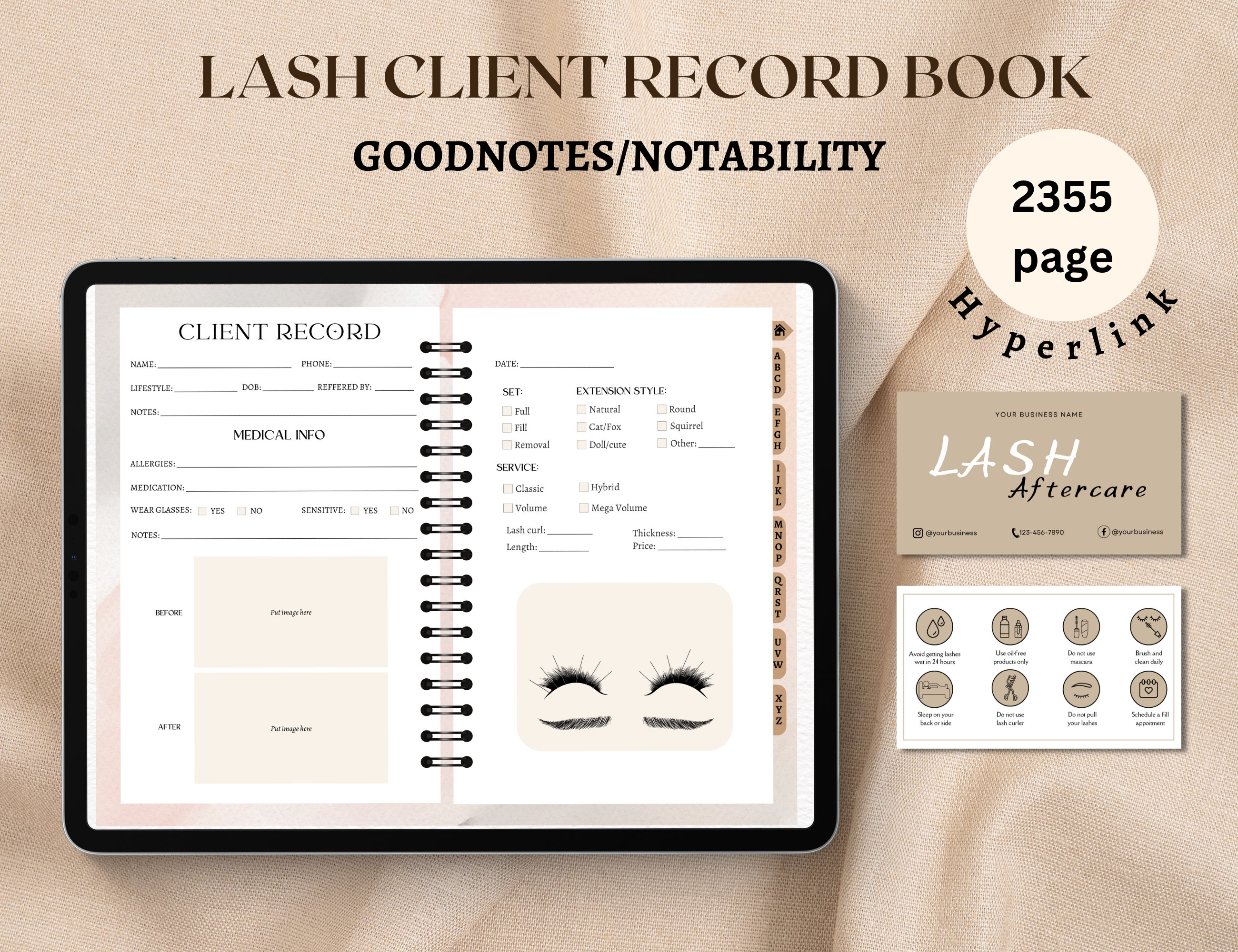 Digital Lash Client Record Book HYPERLINK , Goodnotes, Notability ...